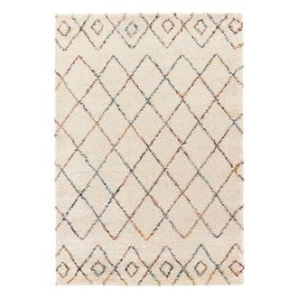 Sweeek Tapis int&eacute;rieur Shaggy 160 x 230cm Poils Longs. Style berb&egrave;re. cr&egrave;me et Multicolore