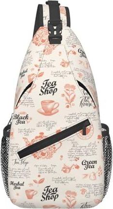 Generic Salon De Th&eacute; Sketch Tea Shop Black Tea House Sac &Agrave; Dos Bandouli&egrave;re Multifonctionnel Sling Bag Antivol Sac Poitrine Pour Shopping Randonn&eacute;e Camping