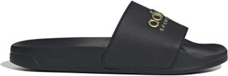 adidas Unisex ADILETTE SHOWER SLIDES, COREBLACK/COREBLACK/MATTEGOLD, 44.5 EU