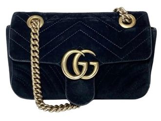 Gucci Black Velvet Marmont Chain Flap Bag