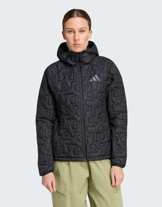 adidas Terrex xperior primaloft locker gef&uuml;llte, isolierte Jacke mit Kapuze in Schwarz
