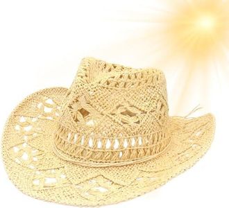 Generico Chapeaux de Cowboy en paille - Chapeau de Cowgirl respirant - Couvre-chef respirant avec protection solaire pour activit&eacute;s d&eacute;t&eacute; en plein air : randonn