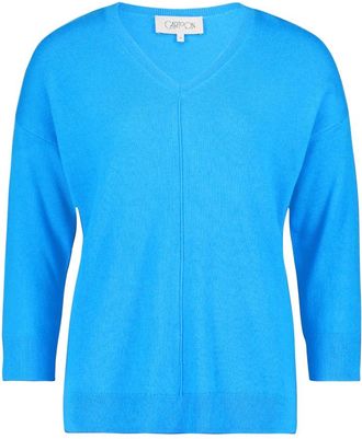 Cartoon V-Ausschnitt Oversized Pullover - - Knitwear - Damen - Blau - S