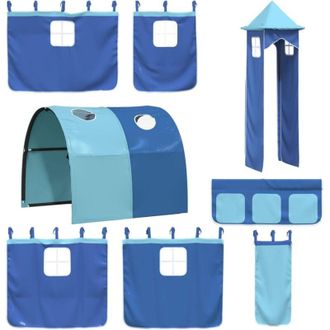vidaXL Vorh&auml;nge f&uuml;r Hochbett mit Tunnel und Turm Blau Vidaxl