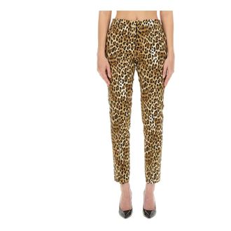 Moschino Femme, Pantalons, Brun, Taille: 40 FR Pantalone Stampa All Over Leopardo