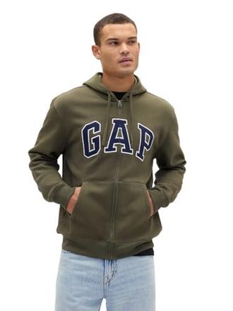 GAP Gap Heritage Logo Full Zip Hoodie Sweatshirt &agrave; Capuche, Mousse Noire, Large Homme