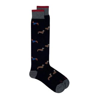 In The Box Chaussettes en coton avec broderie de teckel - Homme - Sous-v&ecirc;tements - Noir - Taille: L/Xl