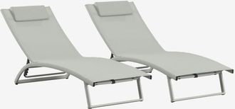Sklum Sklum - Lot de 2 chaises longues inclinables en aluminium Dulem Vert Kaki