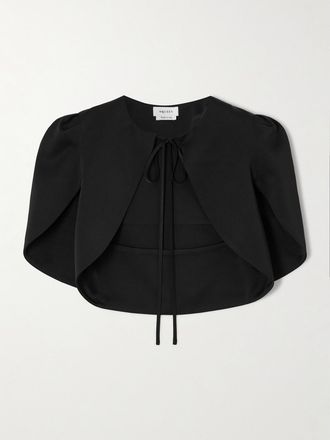 Alexander McQueen Verkürzte Jacke Aus Glänzendem Crêpe Mit Cape-effekt - Schwarz