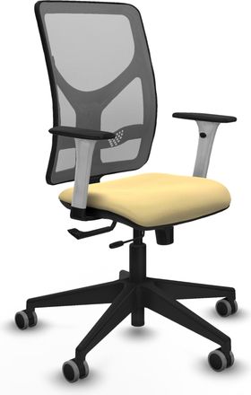 Piqueras y Crespo Gepolsterter B&uuml;rostuhl mit wei&szlig;en und schwarzen Armlehnen, h&ouml;henverstellbare Lendenwirbelst&uuml;tze, ausgestattet mit Syncro/Traslack und Schneideschaum, 