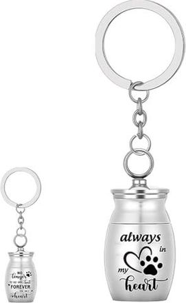 Generic Porte-cl&eacute;s en forme de cendres danimaux de compagnie - Pendentif urne comm&eacute;morative, porte-cl&eacute;s souvenir en acier inoxydable | Pet Cremation Remoke Me
