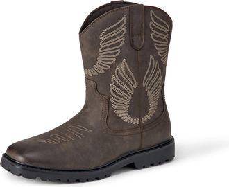 Amazon Essentials Western-Cowboystiefel für Herren, quadratischer Zehenbereich, Braun, Größe 45