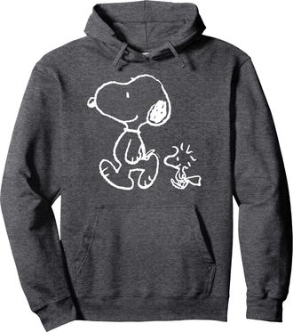 Peanuts Snoopy Woody Walk Pullover Hoodie - Unisex, Schwarz, S, Cartoon, Alltag