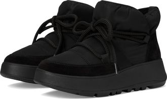 FitFlop Damen F-Mode W/Resistant Biofleece Mesh Flatform Booties Schuh, Schwarz, 38 EU