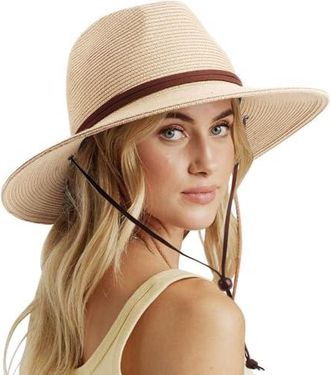 Dreshow Femme Homme Chapeau de Paille Panama Unisexe Chapeau Été Large Bord Chapeau de Soleil Anti-UV Chapeau de Soleil