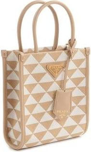 Prada Mini sac cabas en tissu brod&eacute;