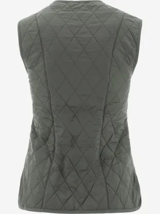 Barbour Womens Reversible Quilted Betty Vest Olive Green Polyamide Waistcoats & Gilets