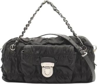 Prada Sac bandouli&egrave;re 2-en-1 en nylon Tessuto Gaufr&eacute; et cuir Saffiano Pre-owned - Femme - Pre-owned - Noir - Taille: ONE Size
