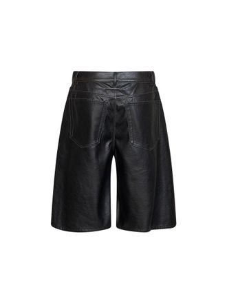Maison Margiela Womens Bermuda Shorts Faux Leather Black Polyester
