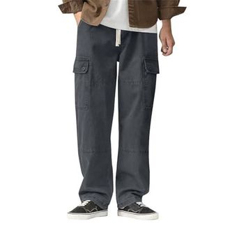 Generic Salopette d&eacute;contract&eacute;e pour homme Coupe confortable, gris fonc&eacute;, XXL