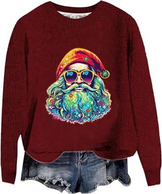 Generic Pulls De Noel Femme Chaud,Pullover Femme Sweat à Capuche Col Rond avec Impression NuméRique 3D Tendance Urbaine Haut Confortable en Tissu ÉPais pour N