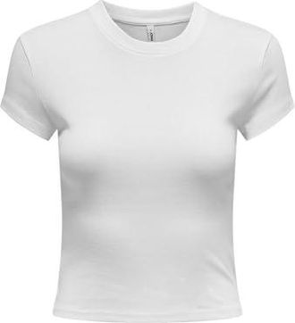 Only Onlelina S/S O-Neck Short Top JRS T-Shirt, Blanc, XL Femmes