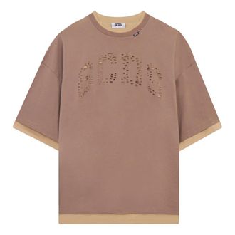 GCDS T-Shirt mit Doppel-Layer-Effekt - - Tops - Herren - Braun - XS