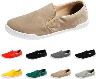 Generic Baskets basses en toile pour homme - Respirantes - Mocassins plats - Doux et confortables - Espadrilles classiques - Mocassins - Chaussures de sport -