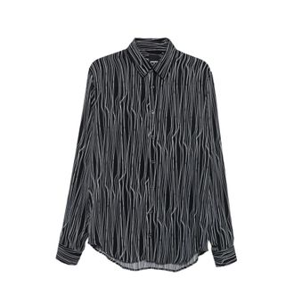 Patrizia Pepe Homme, Blouses et Chemises, Noir, Taille: XL Viscose Twill Jacquard Shirt