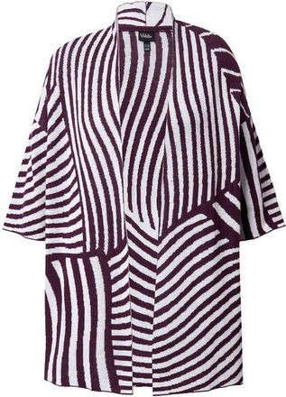 Ulla Popken Strickjacke Strickjacke Jacquard-Feinstrick Stehkragen Halbarm