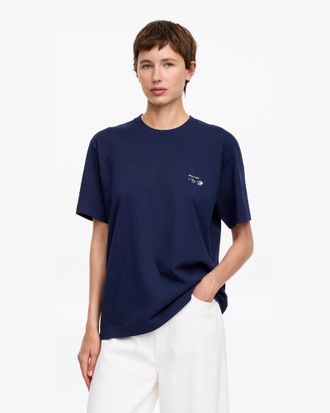 Arket CAF&Eacute; T-Shirt Mit Print -Blau