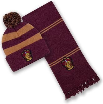 Bioworld Harry Potter Gryffindor Erwachsene M&uuml;tze und Schal Winter Set, kastanienbraun, One size