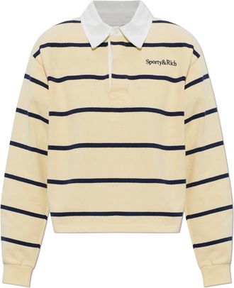 Sporty & Rich Femme, Tops, Jaune, Taille: 36 FR Polo en Coton &agrave; Rayures