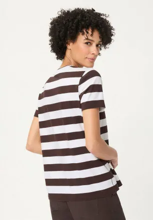Olsen T-Shirt mit Streifen und V-Ausschnitt