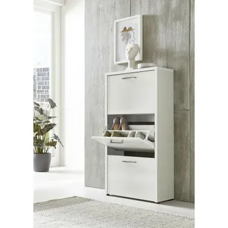 BMG M&ouml;bel BMG M&ouml;bel Schuhkipper &raquo;Siena&laquo; (Schuhschrank Schuhregal Schrank Garderobe, 3 Klappen), Metallgriffe, 18 Paar Schuhe
