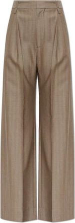 Victoria Beckham Femme, Pantalons, Brun, Taille: 38 FR Pantalon Pliss&eacute; &agrave; Rayures