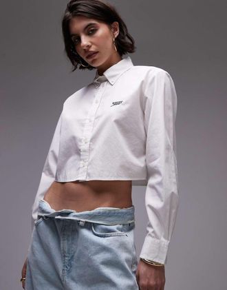 Tommy Jeans Chemise courte en popeline à rayures - Écru-Blanc