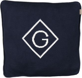 GANT G Knit Kissenh&uuml;lle Farbe Marine 50x50cm Logo Kissen-Bezug Einfarbig