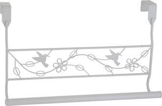 axentia Türhandtuchhalter, Handtuchstange mit Vogelmotiv, Türgarderobe aus Metall, Garderobenstange für das Badezimmer, Schlafzimmer, ca. 37 x 7 x 19 cm, weiß