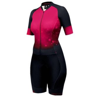 Generic Kurzärmeliger Damen-Skinsuit für Triathlon, Fahrrad, Rennsport, Laufanzug, Badeanzug, Jumpsuits, 4, M