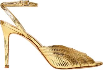 Twinset Femme, Chaussures, Jaune, Taille: 38 EU Sandales à Talon Haut en Tejus Print