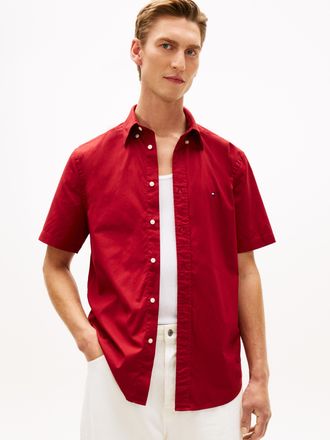 Tommy Hilfiger Kurzarmhemd TOMMY HILFIGER FLEX POPLIN SOLID, Herren, Gr. XXL, N-Gr, regatta rot, Web, Obermaterial: 100% Baumwolle, unifarben, regular fit normal, Ru
