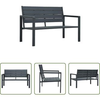 vidaXL HDPE - Gartenbank 120 cm HDPE Grau Holz-Optik