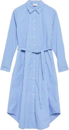 Comma Midikleid Kleid Gestreiftes Hemdblusenkleid aus Popeline
