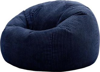 Icon Brand Kingston Pouf Velours Côtelé, Pouf Poire avec Remplissage, Fauteuil Salon Confortable, Fauteuil Chambre, Meuble Salon, Decoration Chambre, Bleu Marine