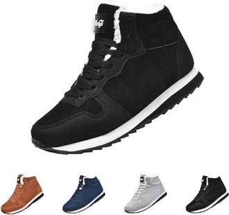 Generic Bottes de neige pour homme doublées de fourrure - Chaussures dhiver à lacets - Soutien de la voûte plantaire - Bottes de marche et de randonnée - Bott