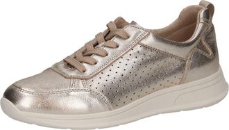 Caprice Damen Sneaker flach aus Leder mit Lochmuster, Metallisch (Platin Metal.), 36 EU