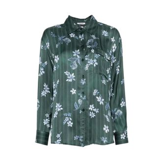 Liu Jo Chemise Satin&eacute;e Imprim&eacute;e - Femme - Blouses et Chemises - Vert - Taille: 42 FR
