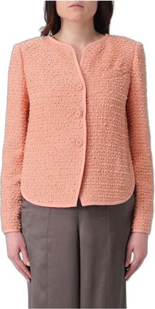 Emporio Armani Boucl&eacute; Lurex Tweed Jacke - - Jackets - Damen - Orange - S