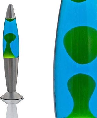 Licht-Erlebnisse Lampe &agrave; Lave Retro, Lampe &agrave; Lave Bleu Vert, 42 cm, G9 25 W avec interrupteur &agrave; fil, Id&eacute;e Cadeau No&euml;l, ampoules incluses, Lampe dambiance, Grande Lampe